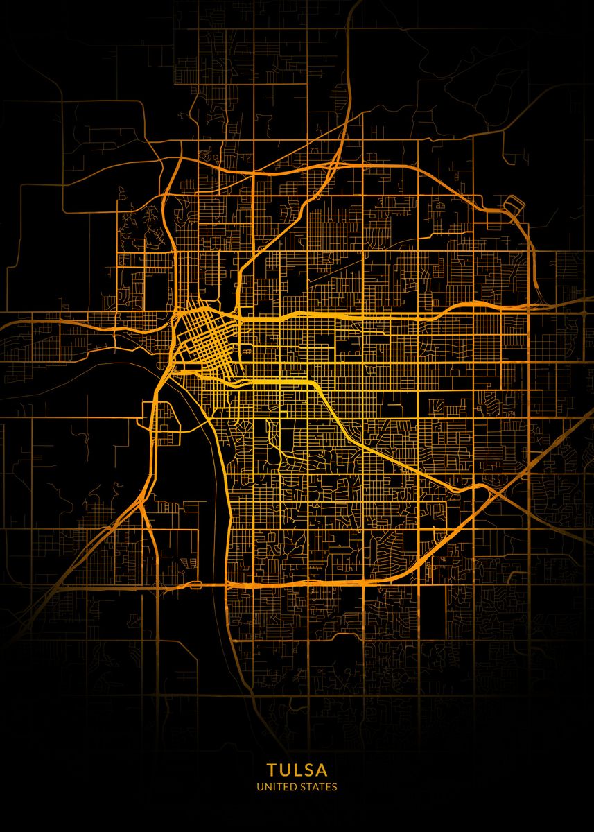 'Tulsa City Map Gold' Poster, picture, metal print, paint by Trulaf ...