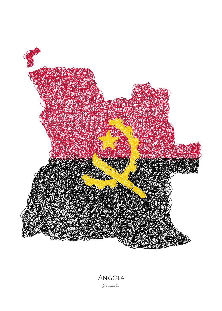 'Angola Flag Map World Cup' Poster, picture, metal print, paint by ...