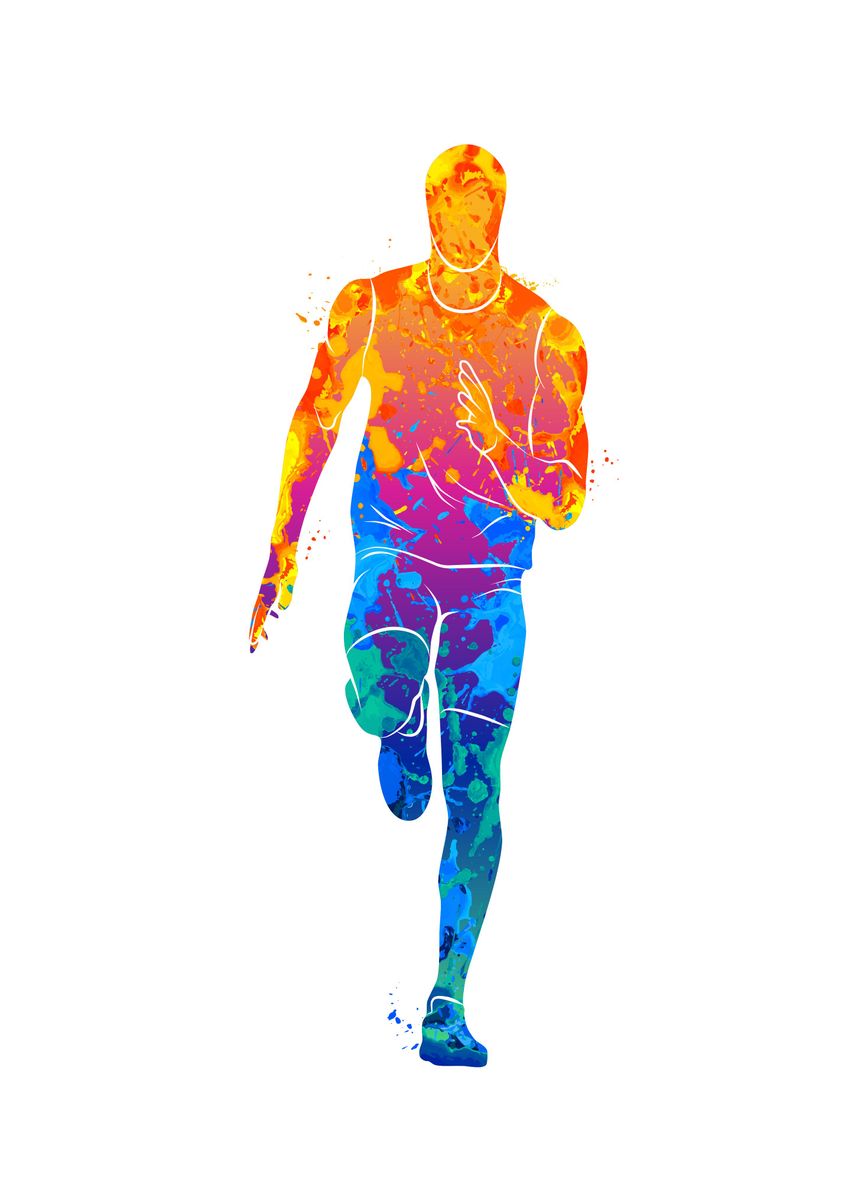 'Abstract runners on short' Poster, picture, metal print, paint by ...