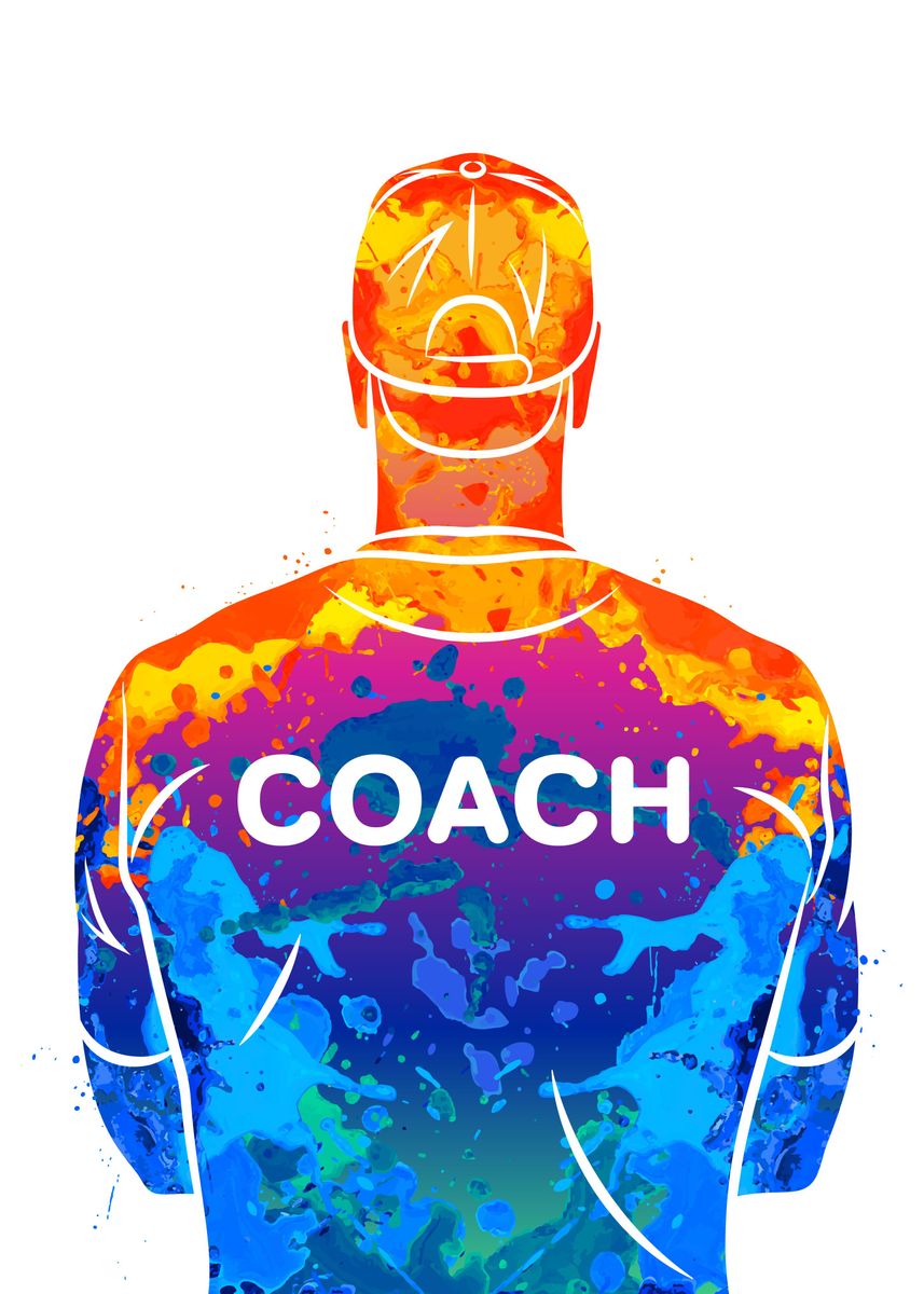 'Sports coach in watercolor' Poster, picture, metal print, paint by ...