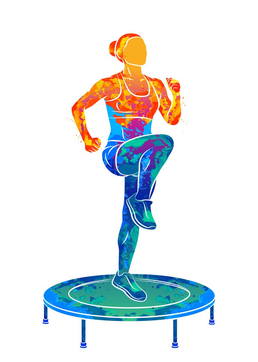 'jumping on trampoline' Poster by Nguyen Duc Hieu | Displate