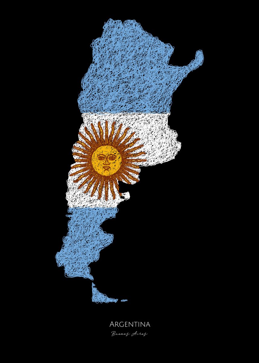 'Argentina Buenos Aires Map' Poster, picture, metal print, paint by ...