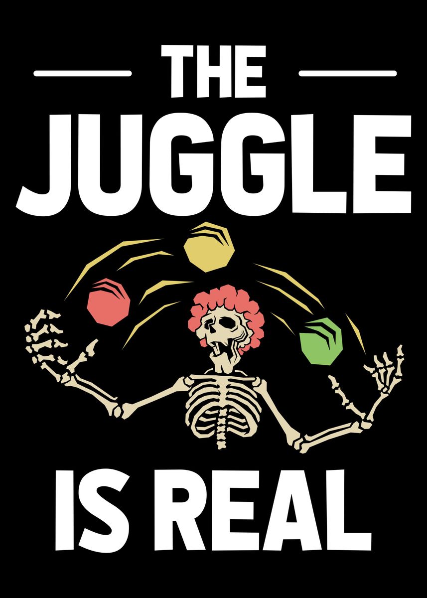 'Juggling Skeleton Circus' Poster, picture, metal print, paint by ...