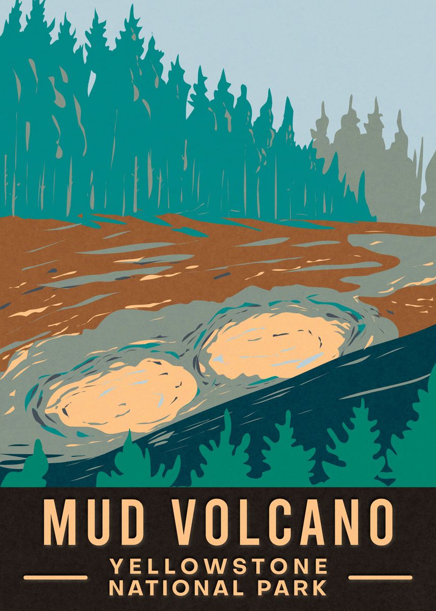 'Mud Volcano' Poster, picture, metal print, paint by Jordan Holmes ...