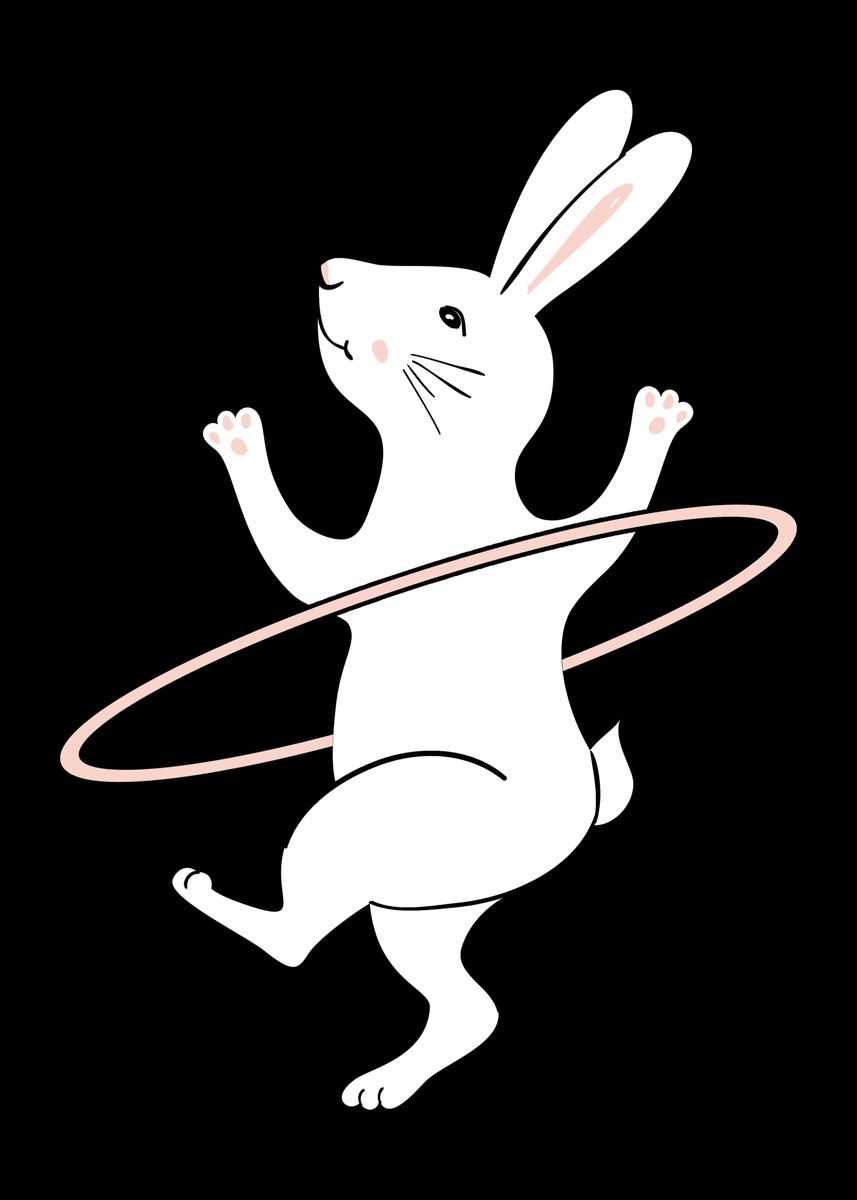 'Hula Hoop Bunny Hooping' Poster, picture, metal print, paint by ...