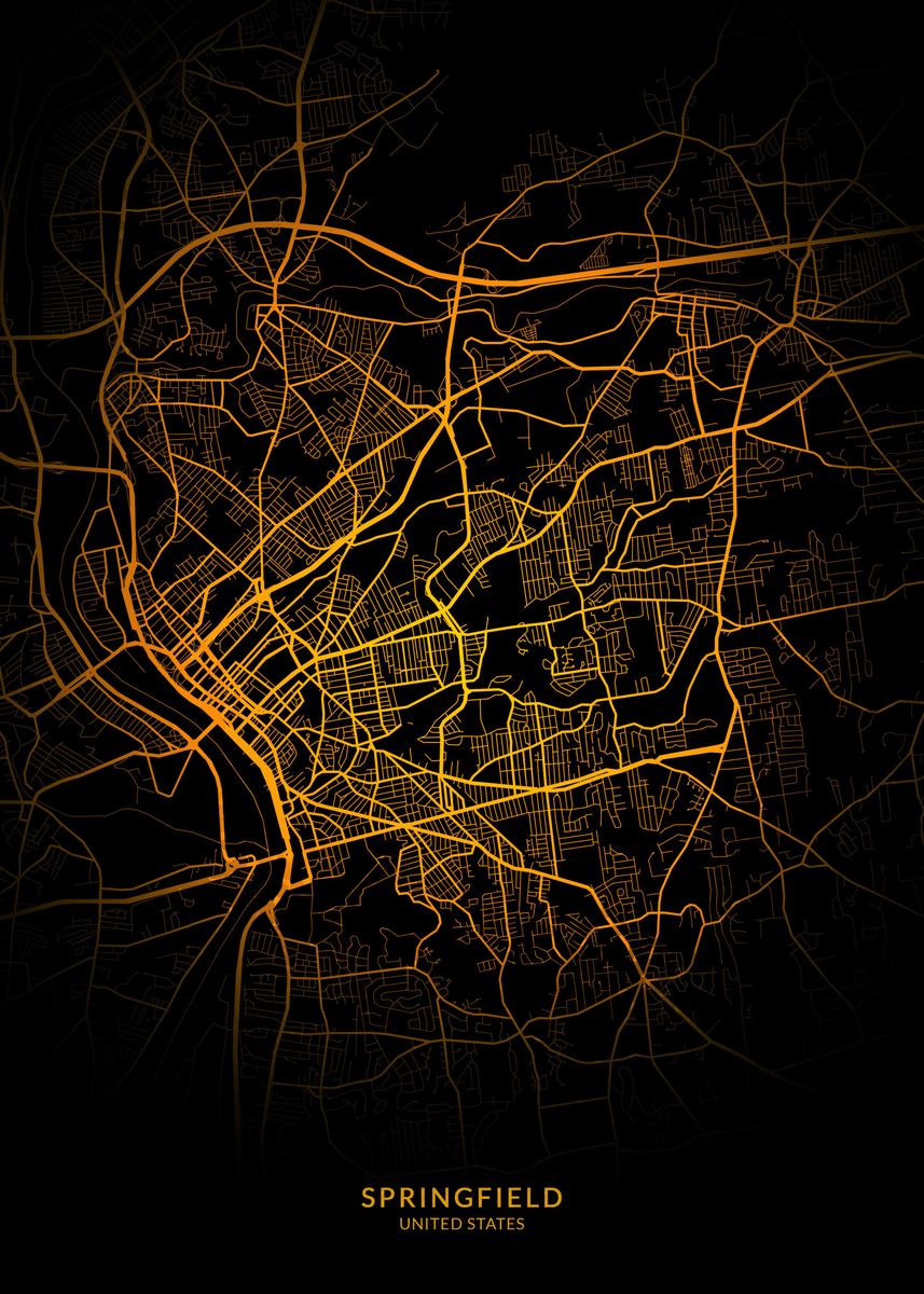 'Springfield USA City Map' Poster, picture, metal print, paint by ...