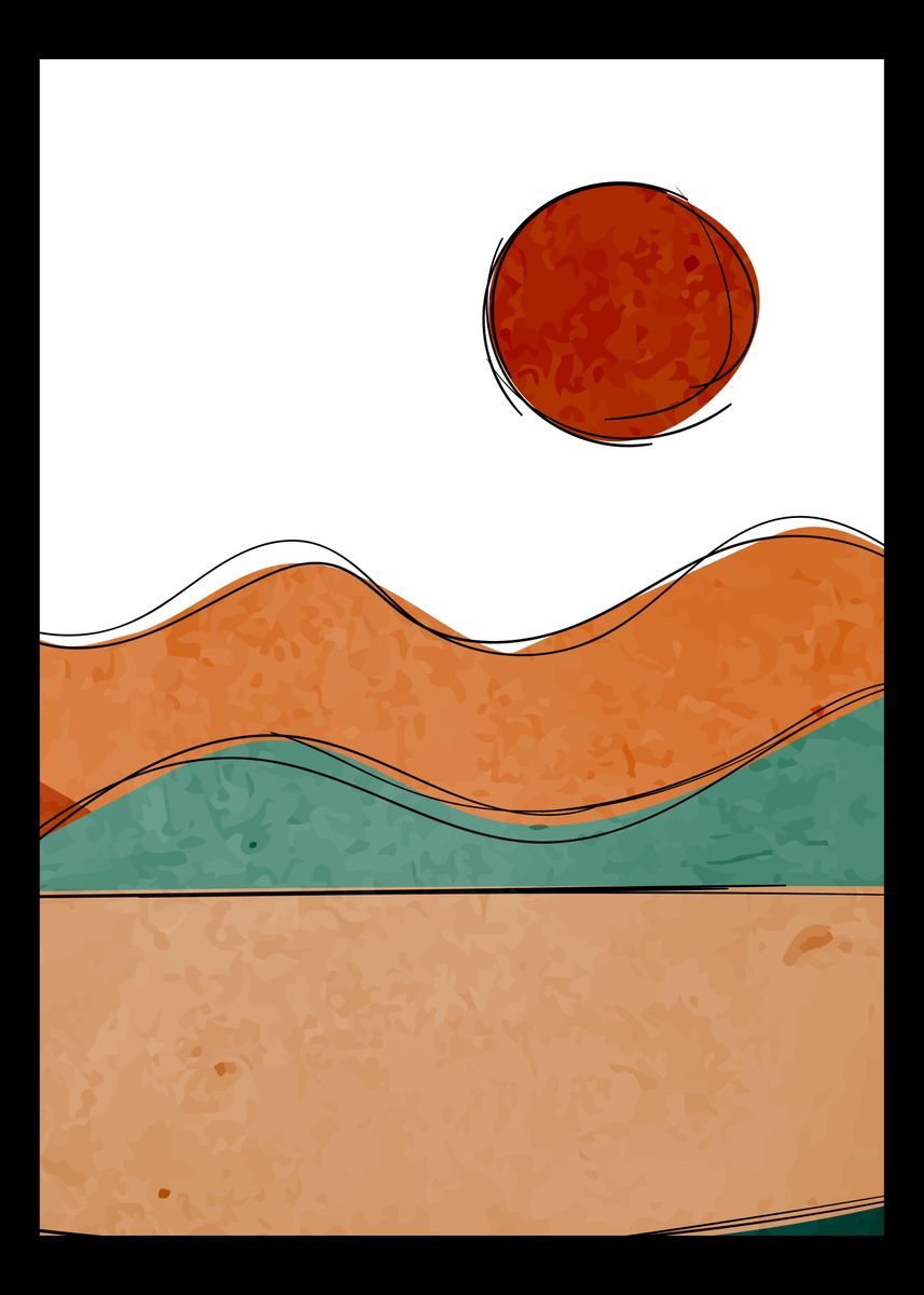 'Abstract Desert Sunset' Poster, picture, metal print, paint by Artbe ...