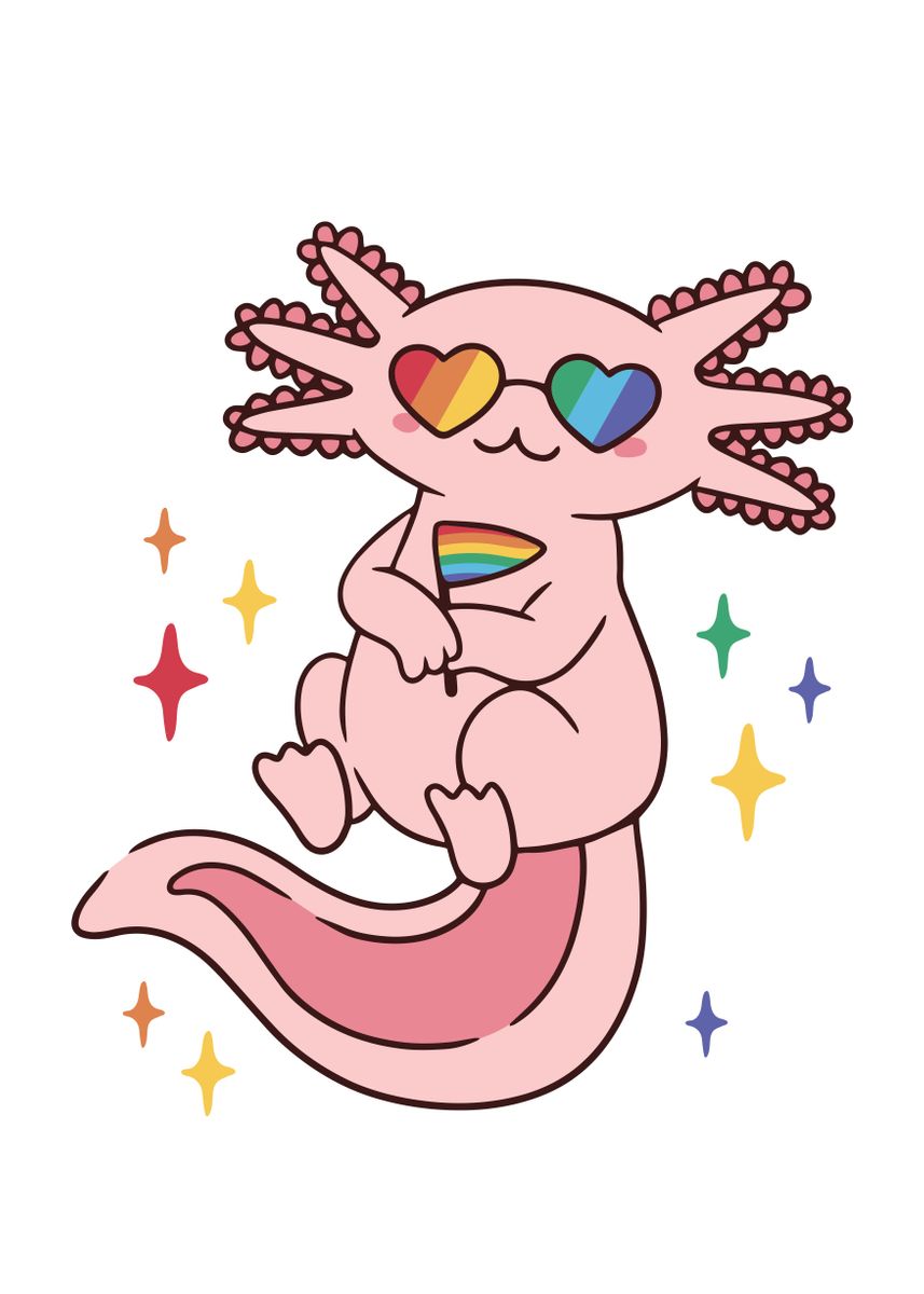'Cute Pride axolotl' Poster by Simon Darren | Displate
