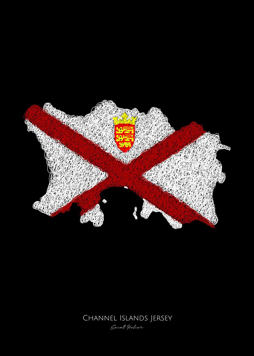 'Channel Island Jersey Flag' Poster, picture, metal print, paint by ...