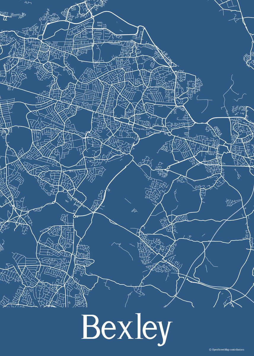 'Bexley UK Blue Map' Poster by Mappingz | Displate