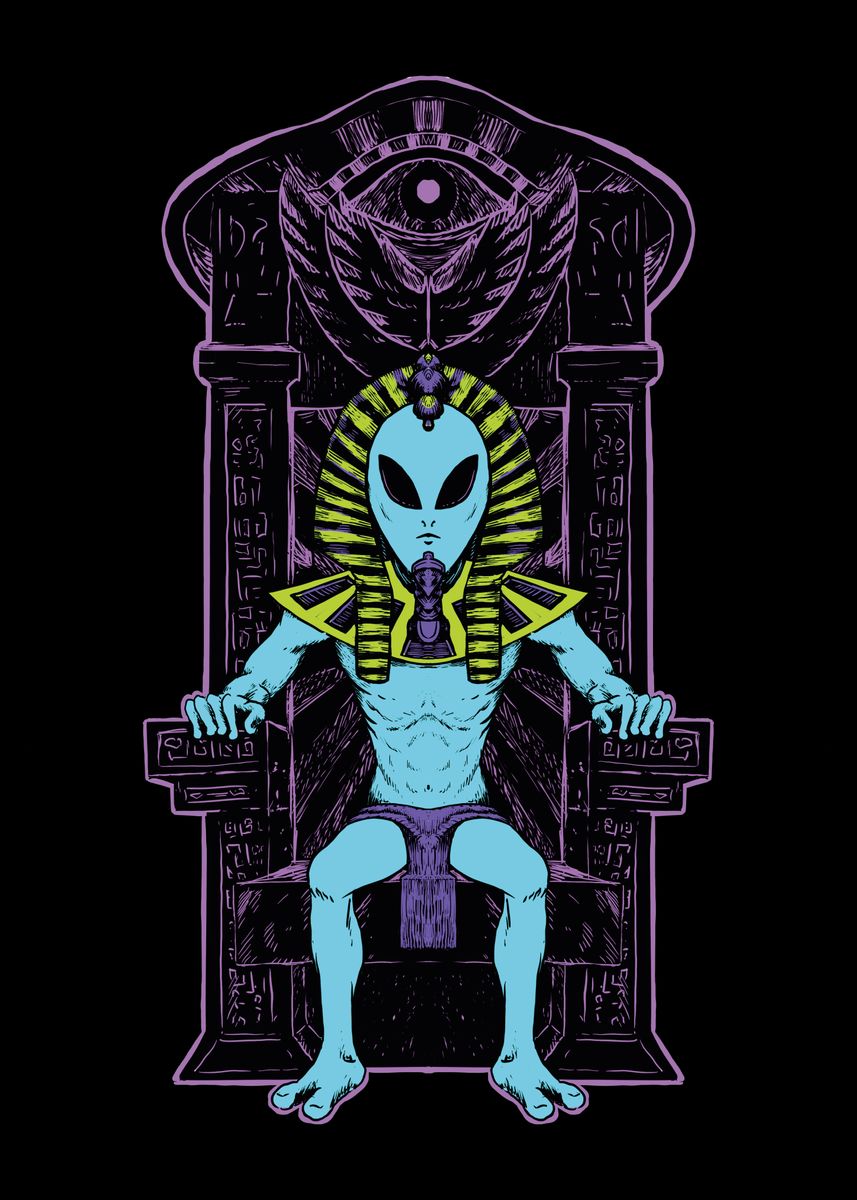 'Egyptian alien Poster' Poster, picture, metal print, paint by ...