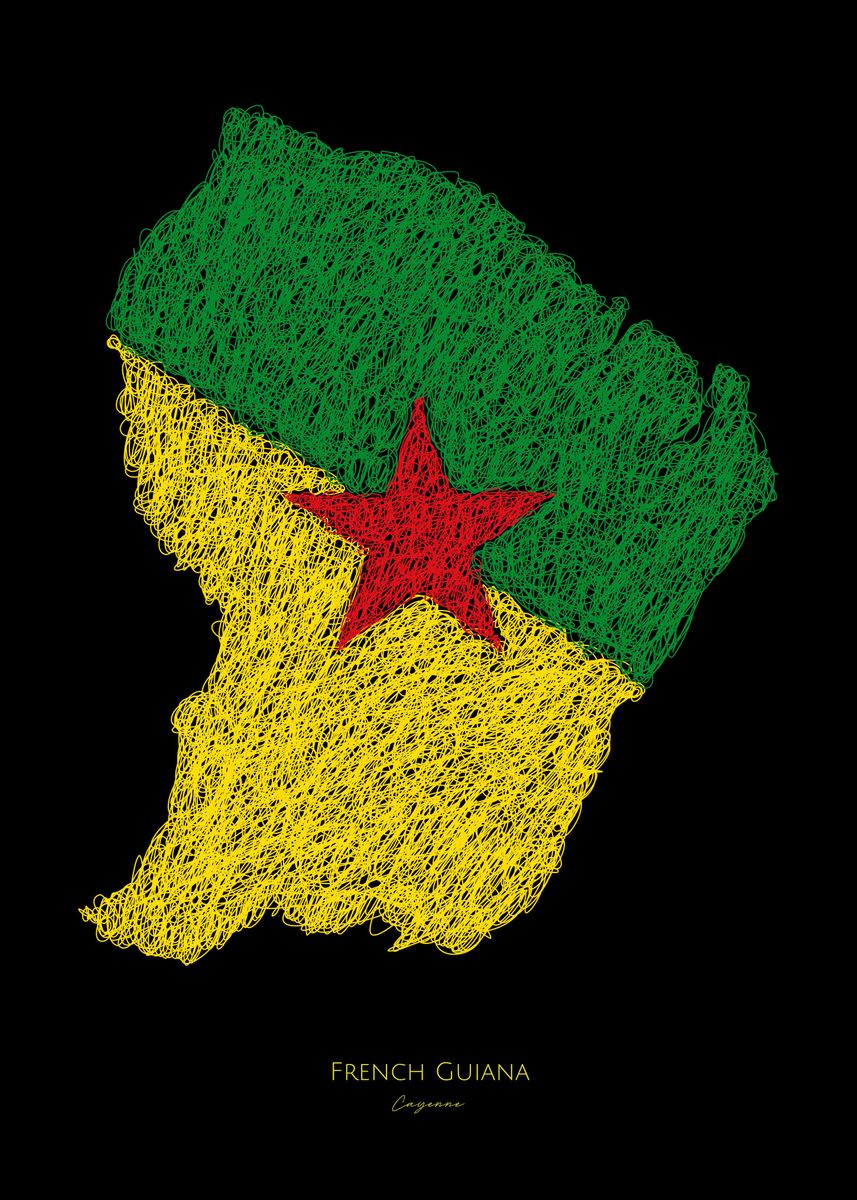 'FRENCH GUIANA CAYENNE FLAG' Poster, picture, metal print, paint by ...
