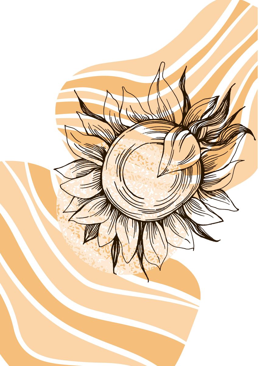 'Sunflower Geometric flower' Poster, picture, metal print, paint by ...