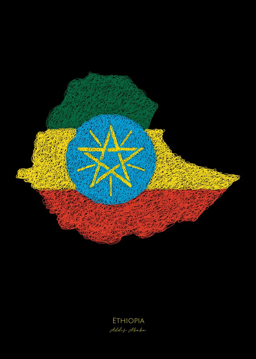 'ETHIOPIA ADDIS ABABA FLAG' Poster, picture, metal print, paint by ...