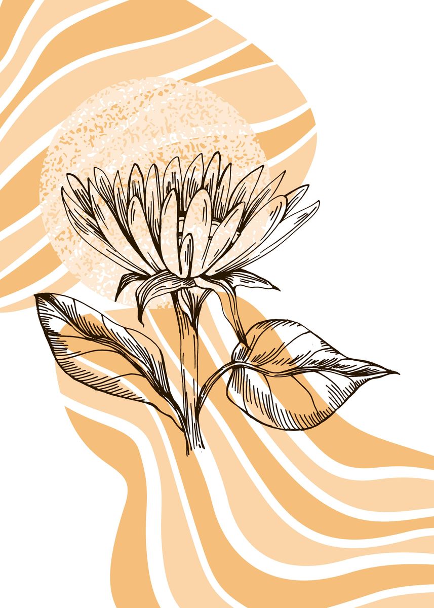 'Sunflower Geometric flower' Poster, picture, metal print, paint by ...