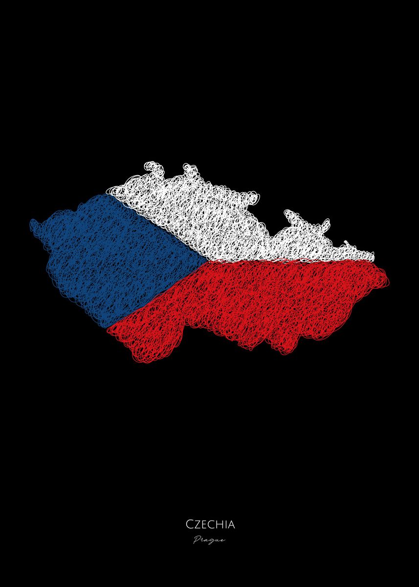 'CZECHIA PRAGUE CEKO FLAG' Poster, picture, metal print, paint by erwin ...