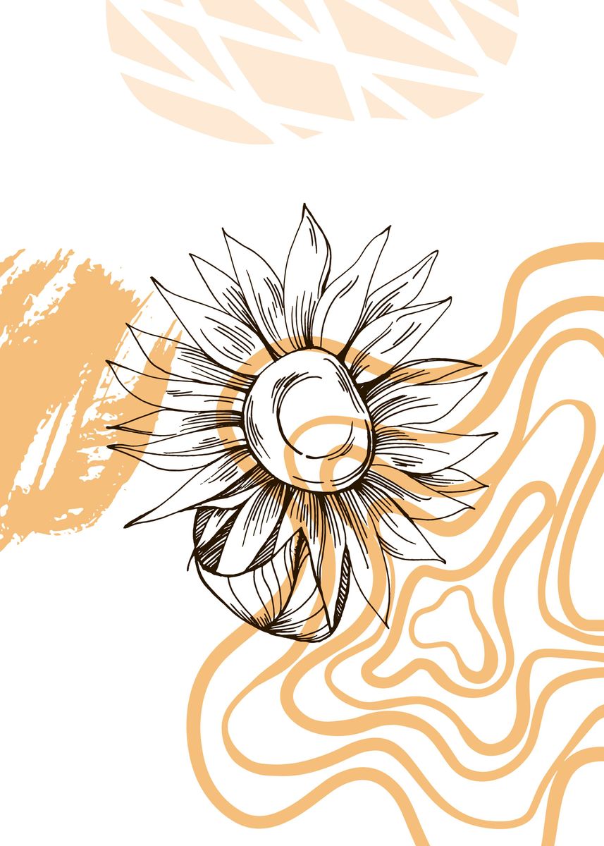 'Sunflower Geometric flower' Poster, picture, metal print, paint by ...