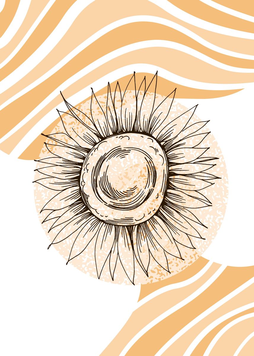 'Sunflower Geometric flower' Poster, picture, metal print, paint by ...