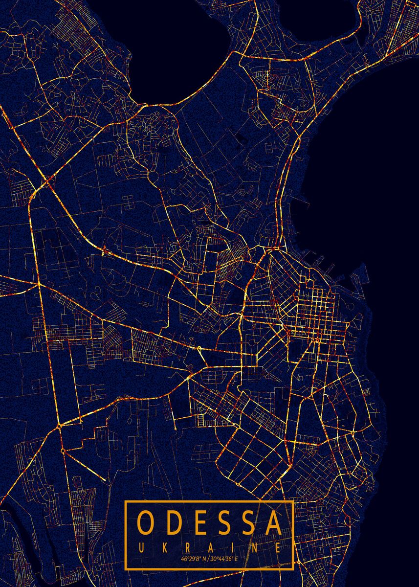 'Odessa Map City At Night' Poster, picture, metal print, paint by deMAP ...