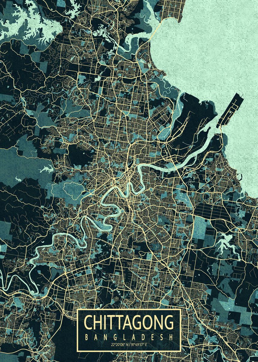 'Chittagong Map Summer' Poster, picture, metal print, paint by deMAP ...