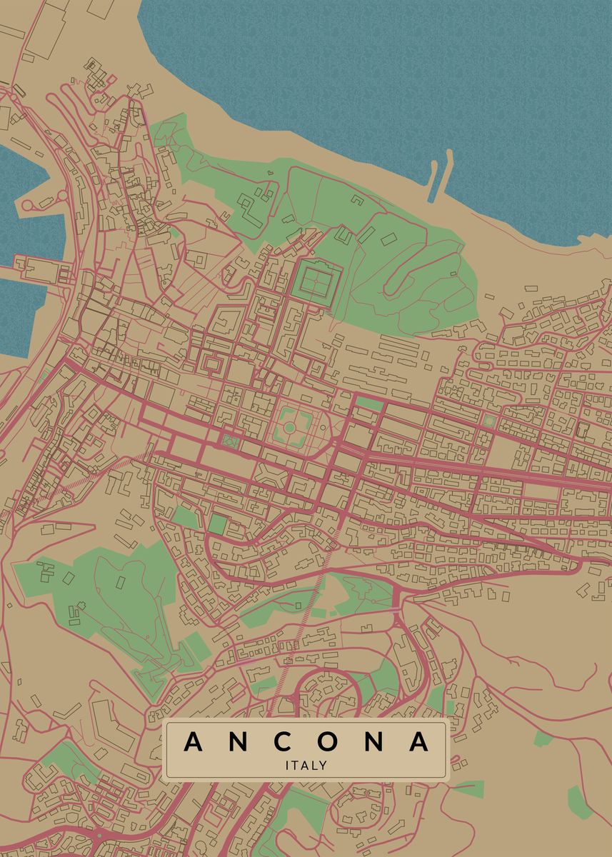 'Ancona Italy City Map' Poster, picture, metal print, paint by NoLapan ...