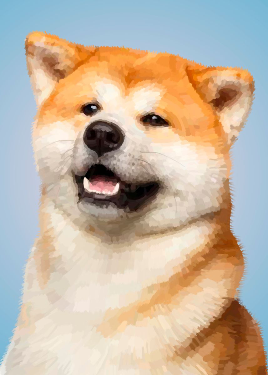 'Akita Inu Dog' Poster, picture, metal print, paint by Eva Nev | Displate