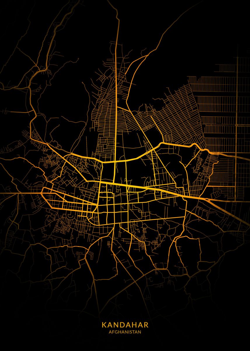 'Kandahar City Map Gold' Poster, picture, metal print, paint by Trulaf ...