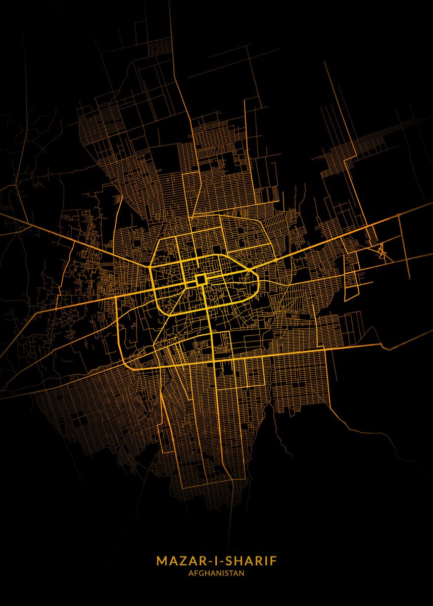 'Mazari Sharif City Map' Poster, picture, metal print, paint by Trulaf ...