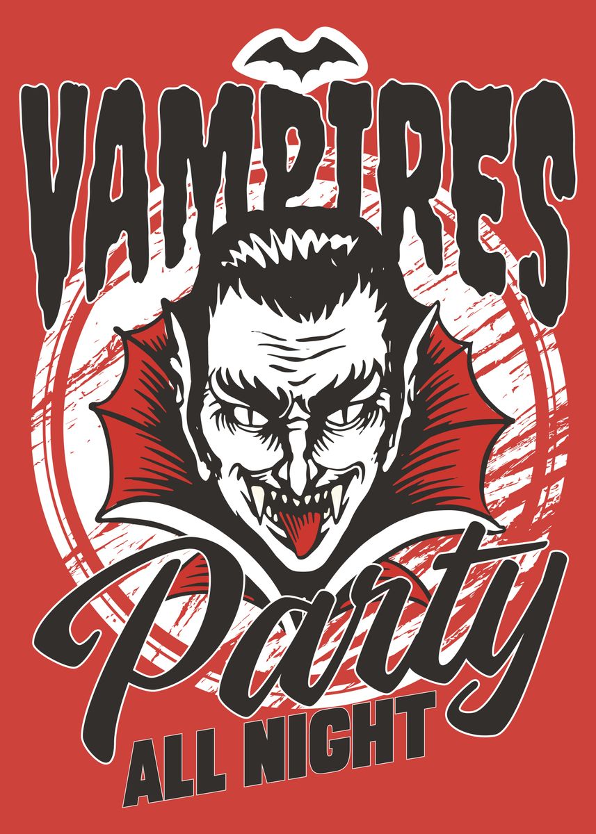 'Vampires party mug design' Poster, picture, metal print, paint by ...