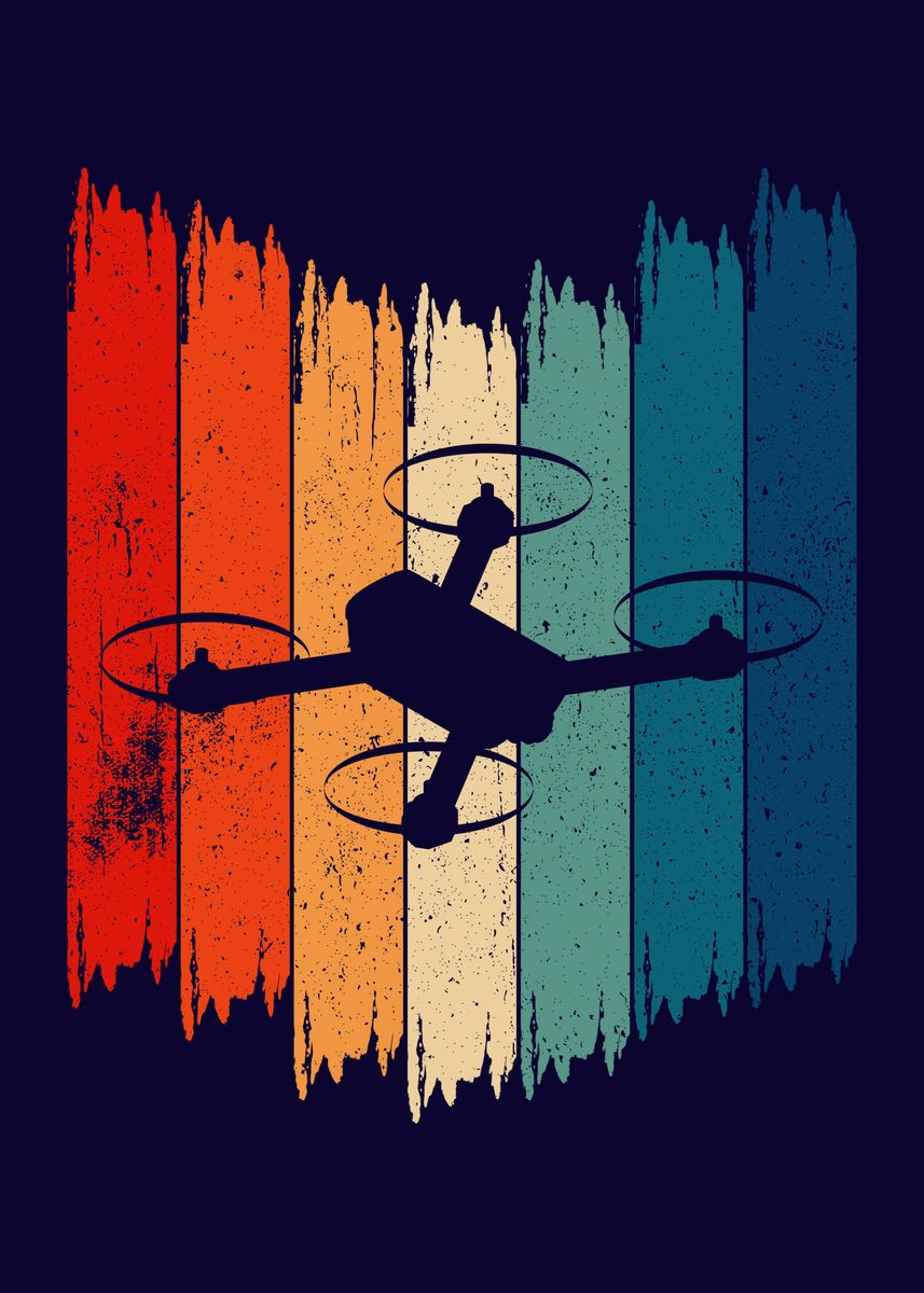 'Retro Drones Vintage' Poster, picture, metal print, paint by MzumO ...