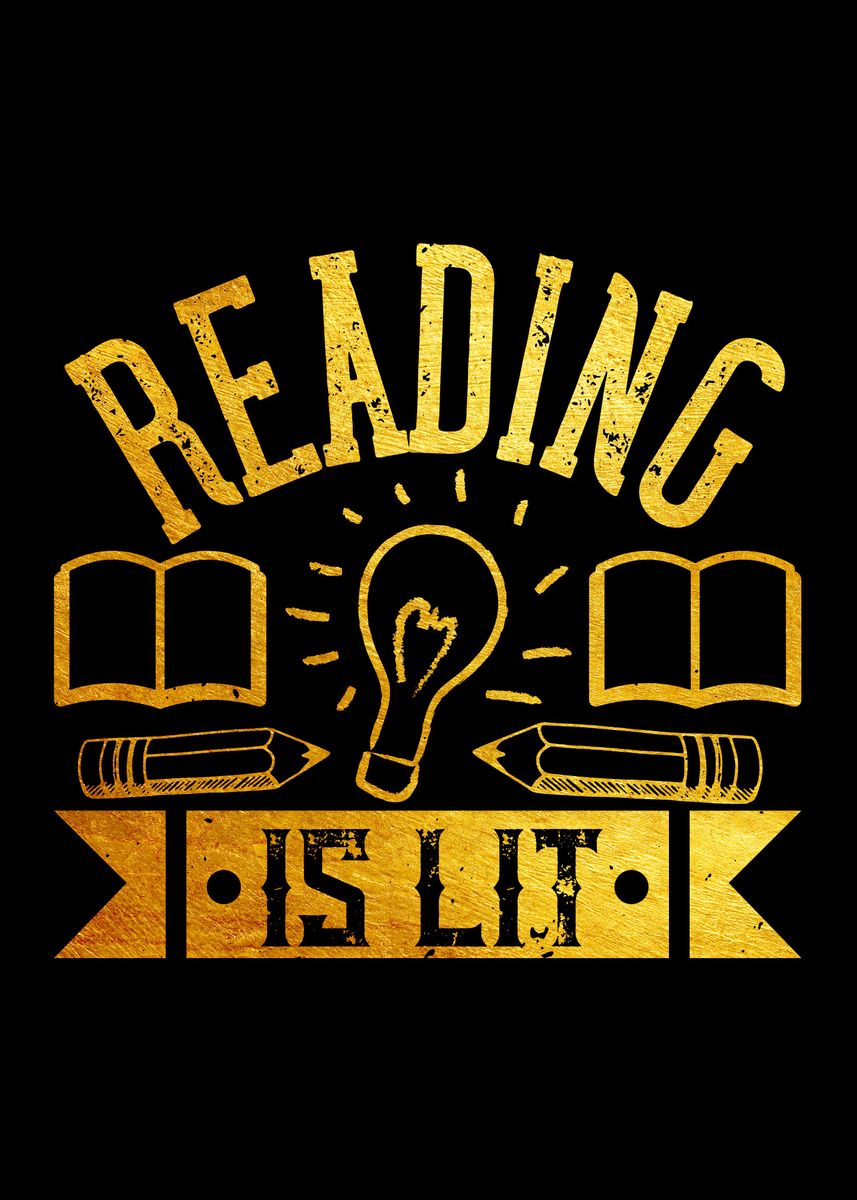 'Reading is lit' Poster, picture, metal print, paint by Tony Lee | Displate