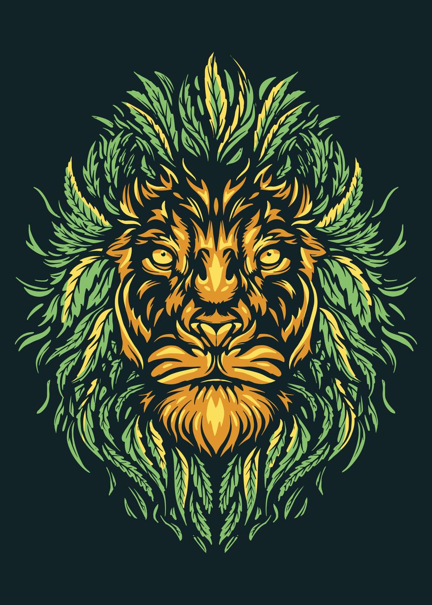 'Cannabis lion Poster' Poster, picture, metal print, paint by ...