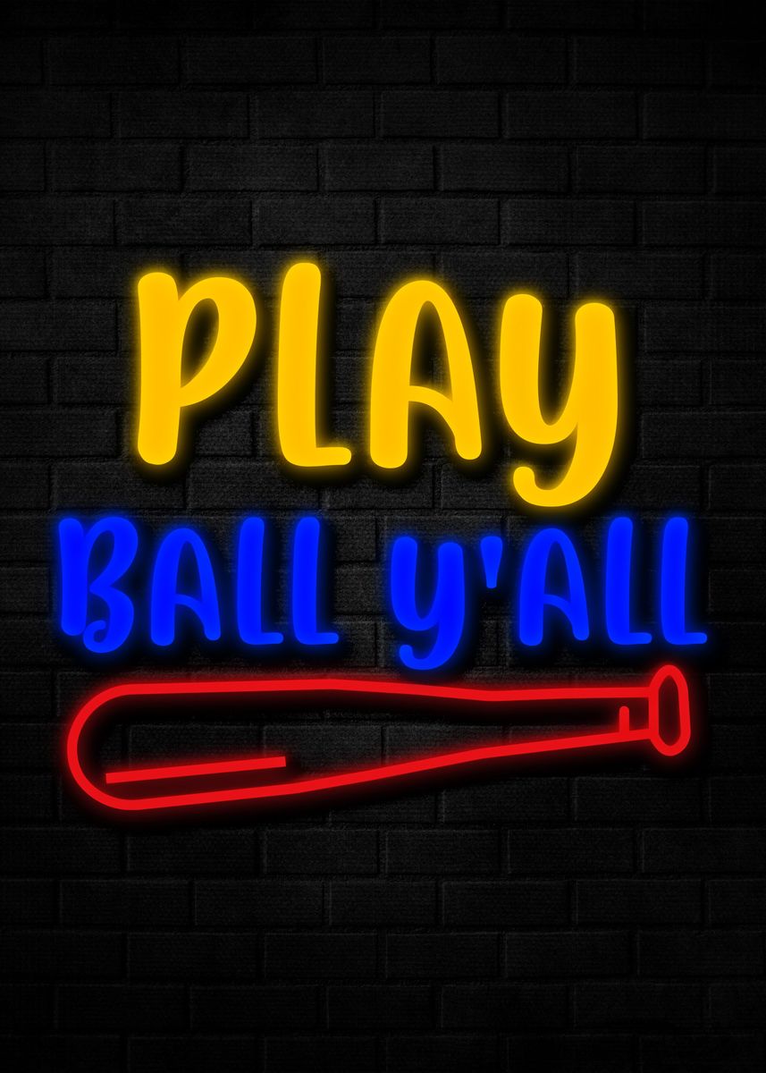 'Baseball Neon Led' Poster, picture, metal print, paint by RickyEKelly ...