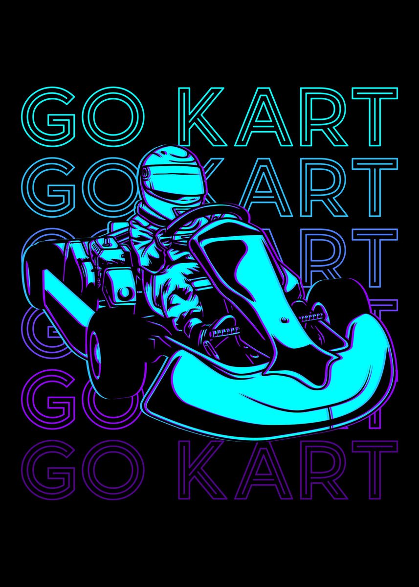 'Go Kart Racing' Poster, picture, metal print, paint by AestheticAlex ...