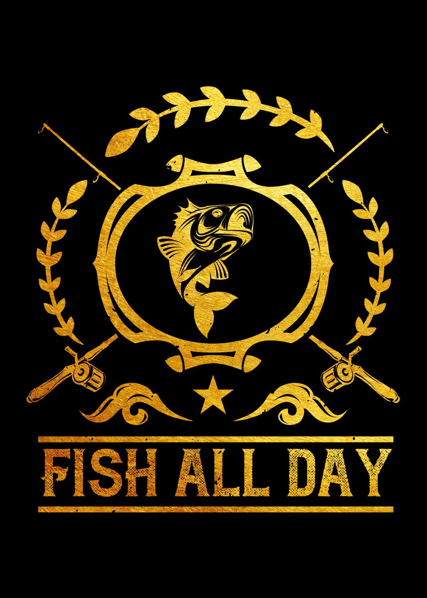 'Fish all day' Poster, picture, metal print, paint by Yates Madeline ...
