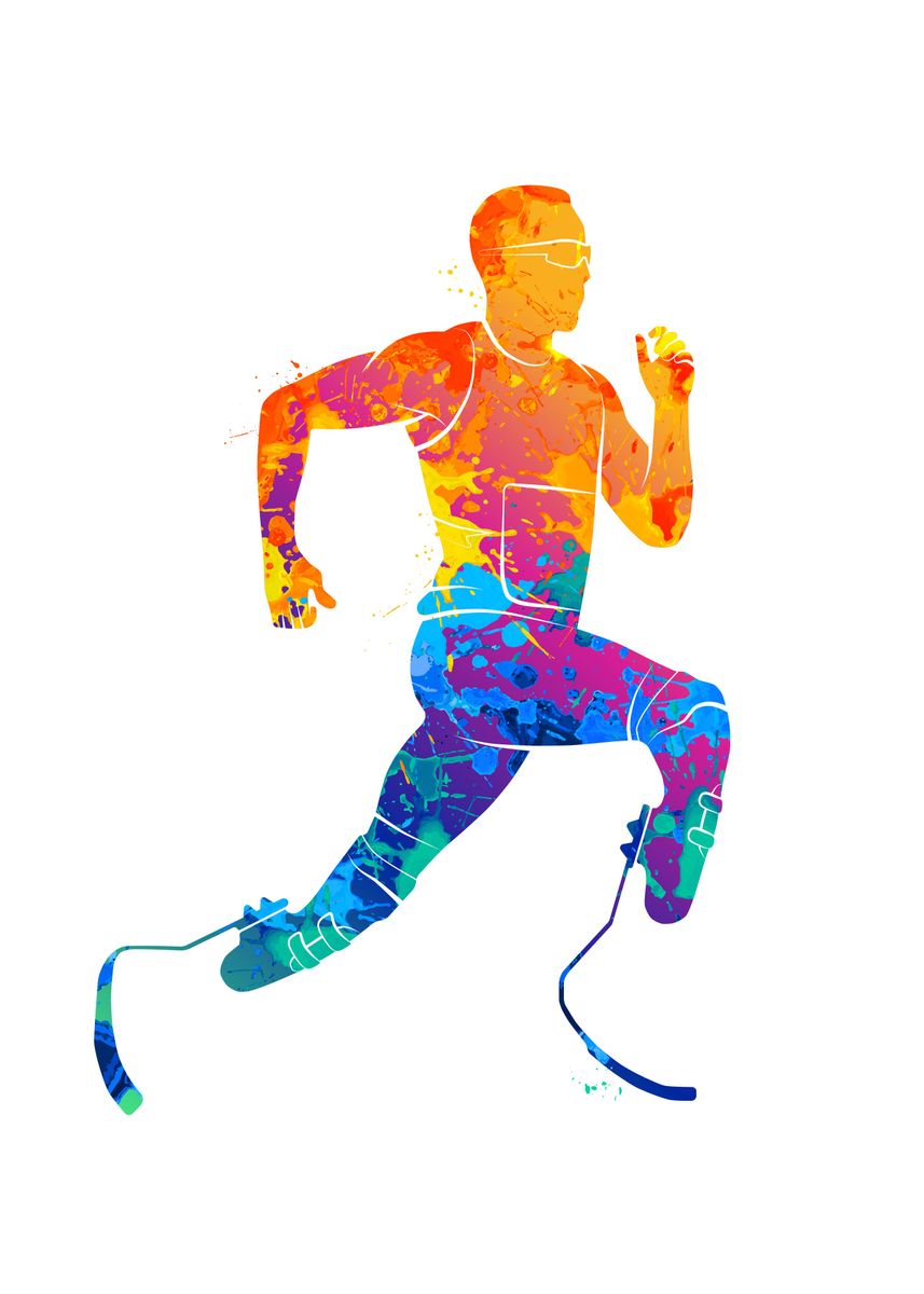 'disabled athlete running' Poster, picture, metal print, paint by ...