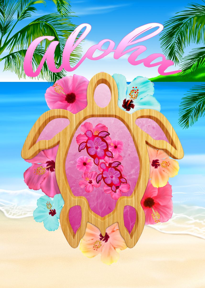 'Aloha Honu Sea Turtle' Poster, picture, metal print, paint by Chris ...