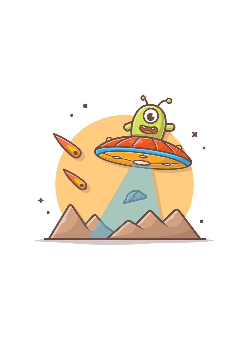 'alien flying on planet' Poster, picture, metal print, paint by Le Duc ...