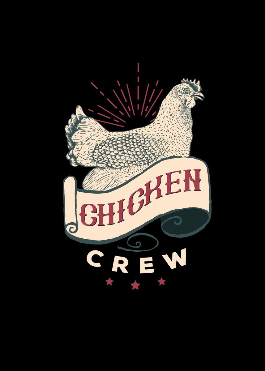'Chicken Crew' Poster, picture, metal print, paint by Hoodywoody | Displate