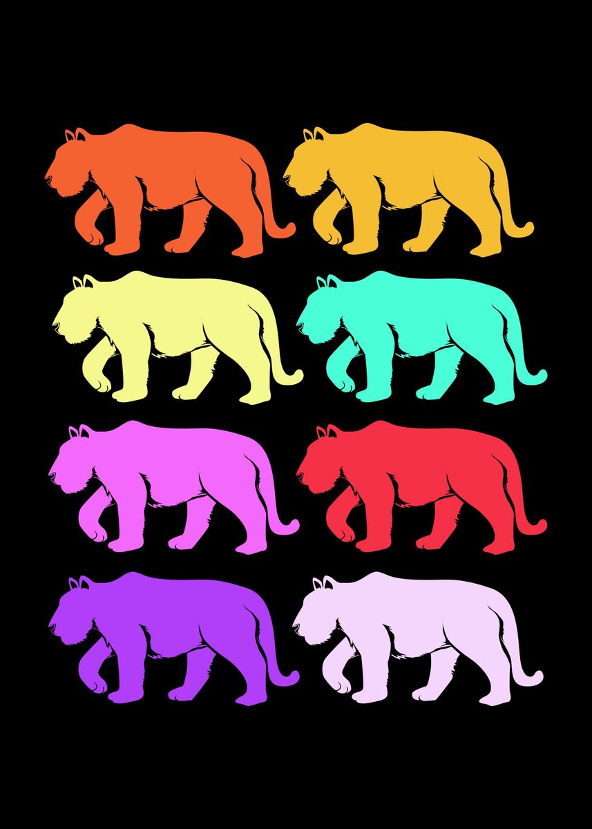 'Colorful Tiger Squad' Poster, picture, metal print, paint by ...