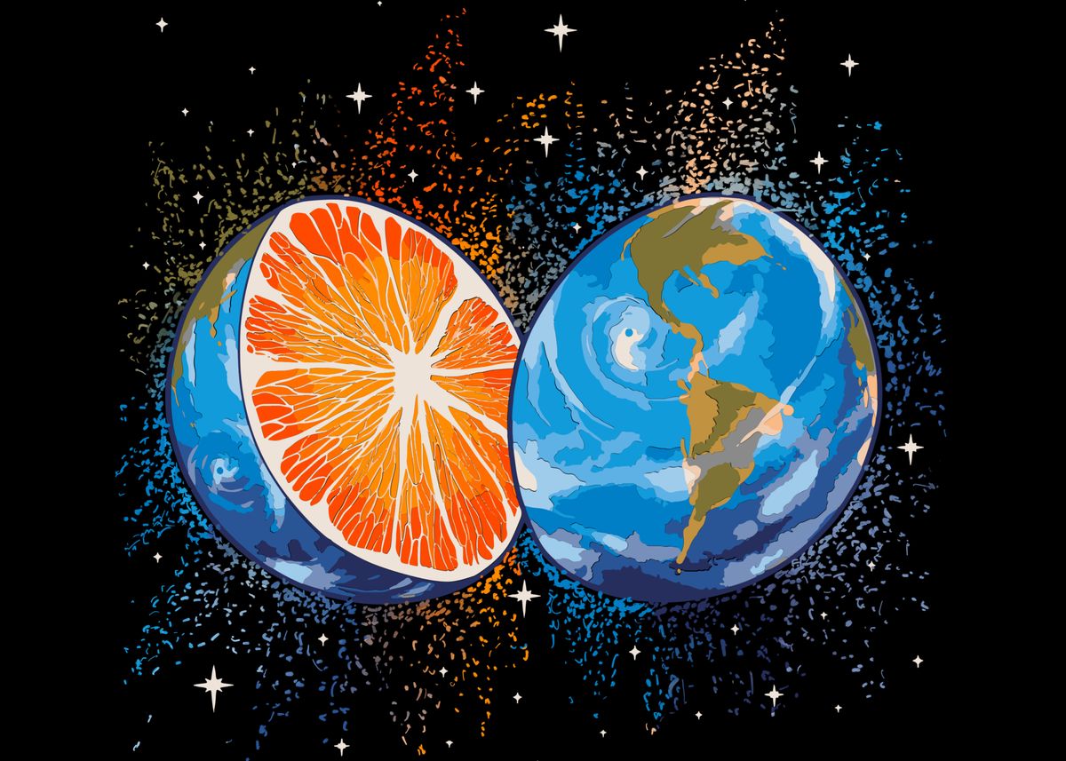 'Orange earth splashing' Poster by Brummkatze | Displate