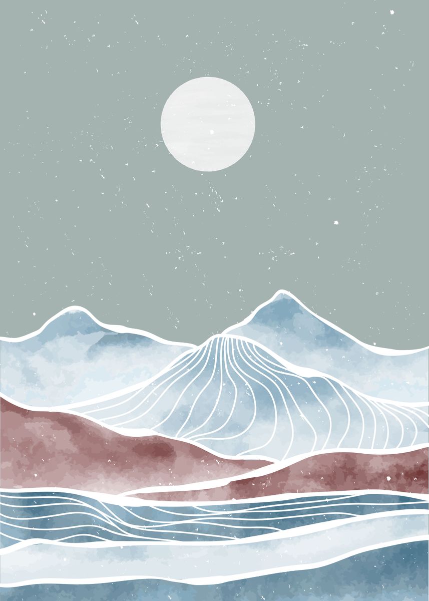 'Abstract Mountain art' Poster, picture, metal print, paint by budi ...