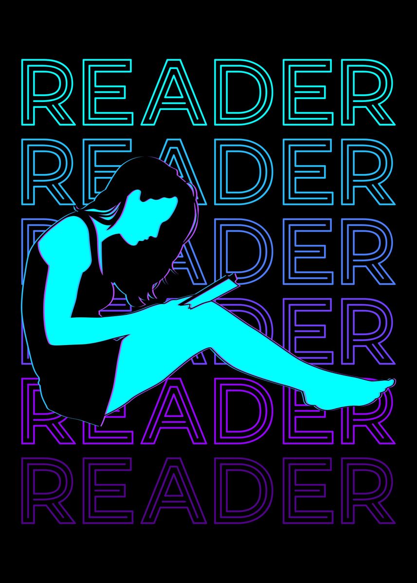 'Bookworm Book Reader' Poster, picture, metal print, paint by ...