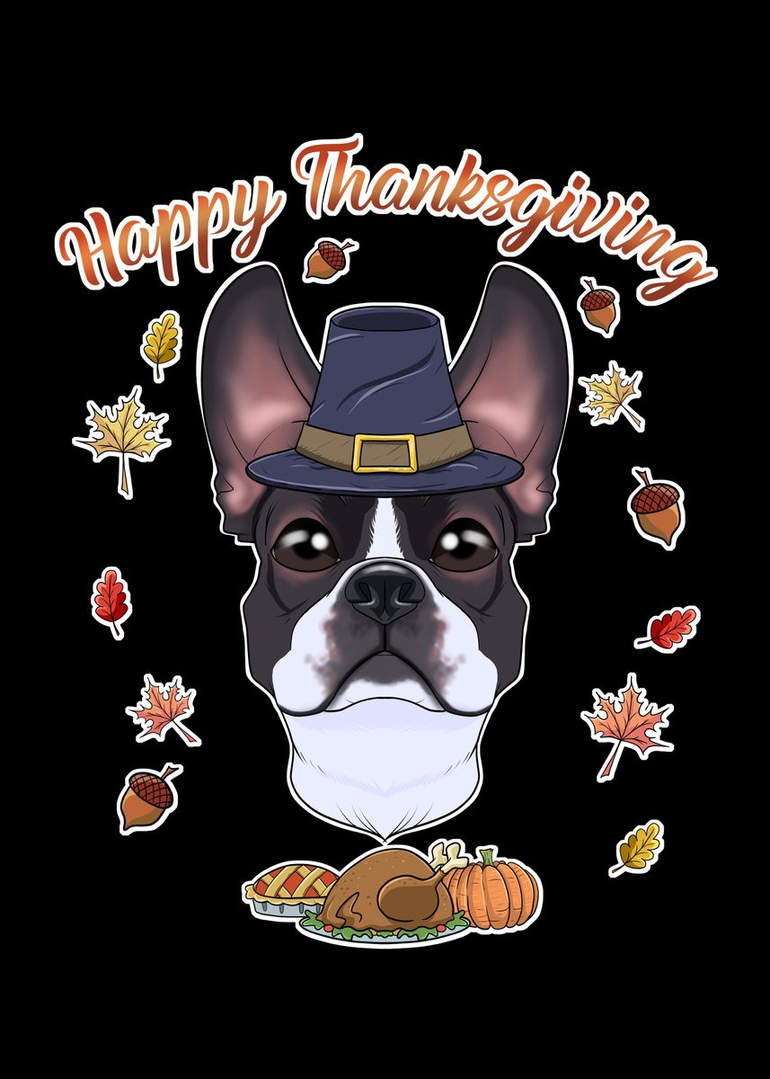 'Boston Terrier Pilgrim' Poster, picture, metal print, paint by ...