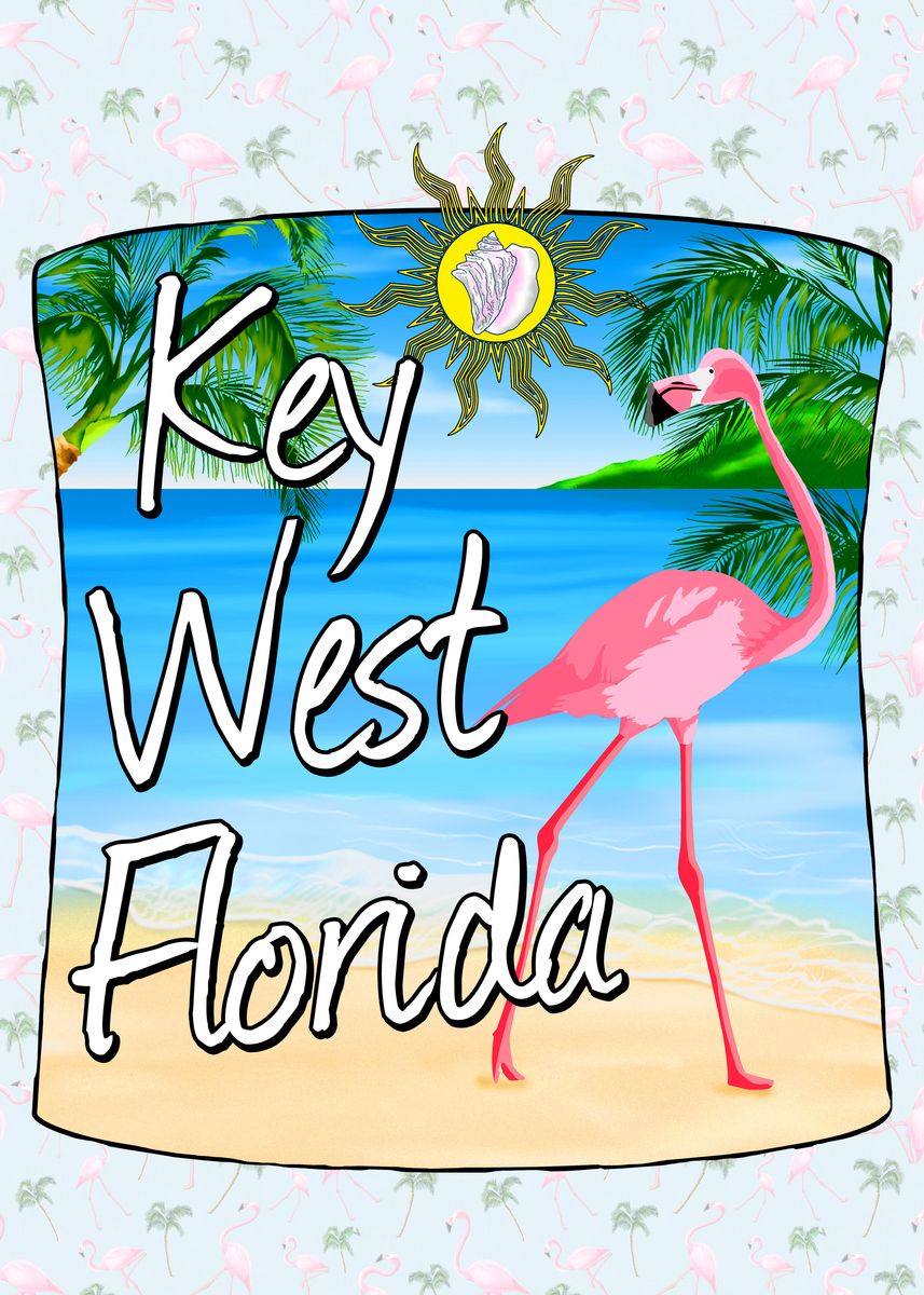'Flamingo Florida Key West' Poster, picture, metal print, paint by ...