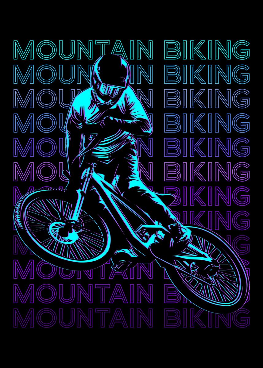 'Mountain Biking MTB Biker' Poster, picture, metal print, paint by ...