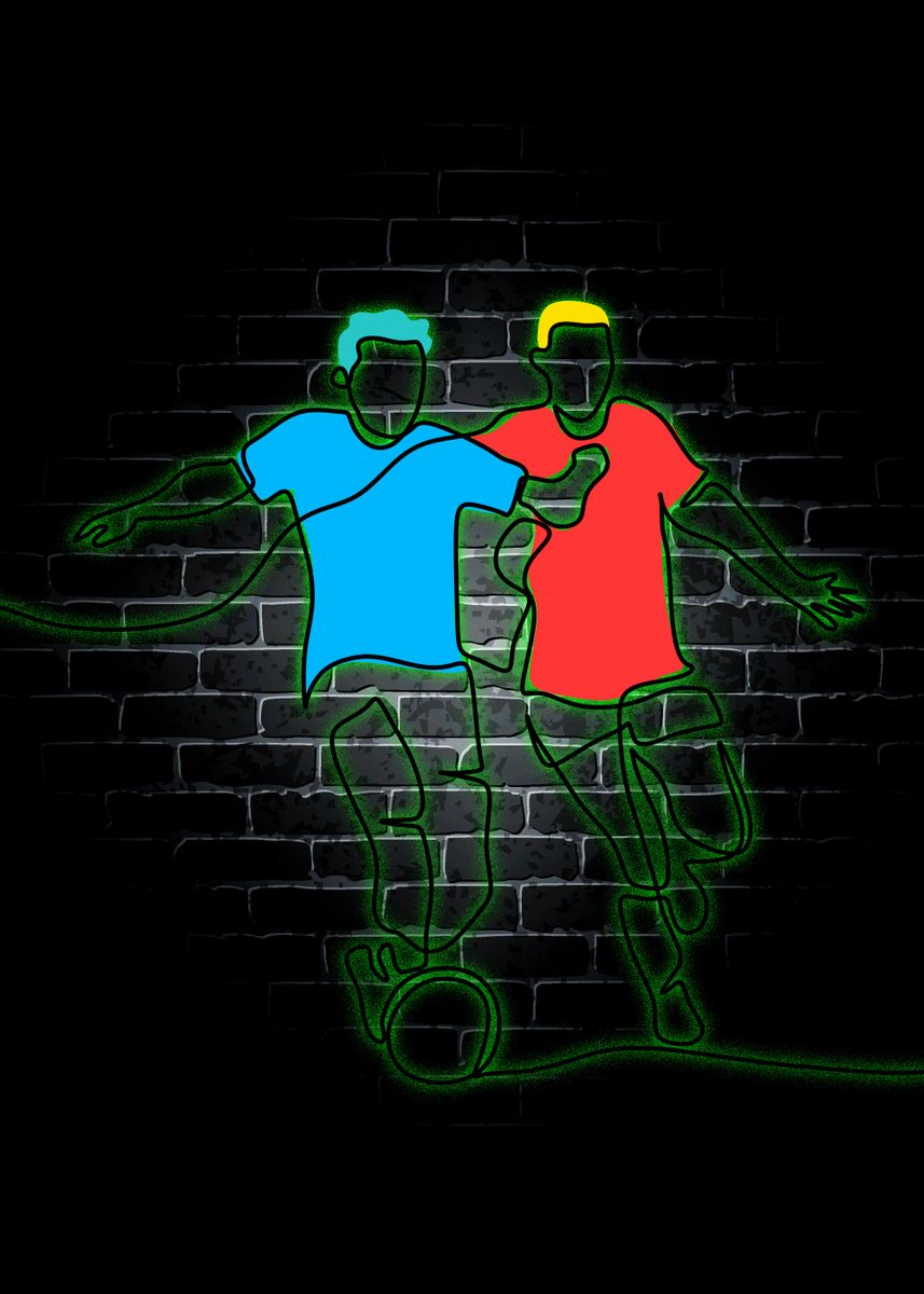 'Football Neon Sport' Poster, picture, metal print, paint by EPL Retro ...