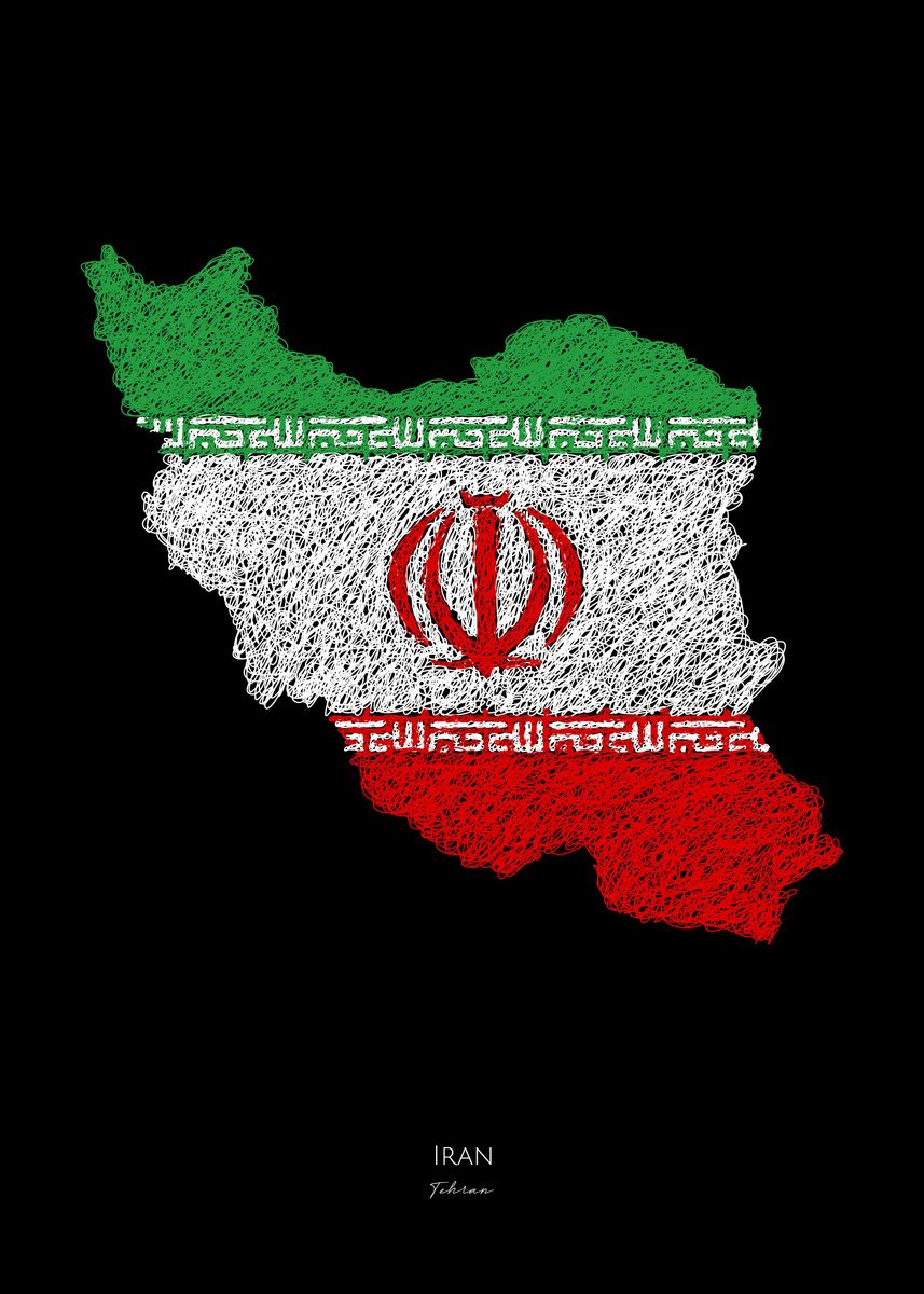'IRAN TEHRAN FLAG MAP' Poster, picture, metal print, paint by erwin ...