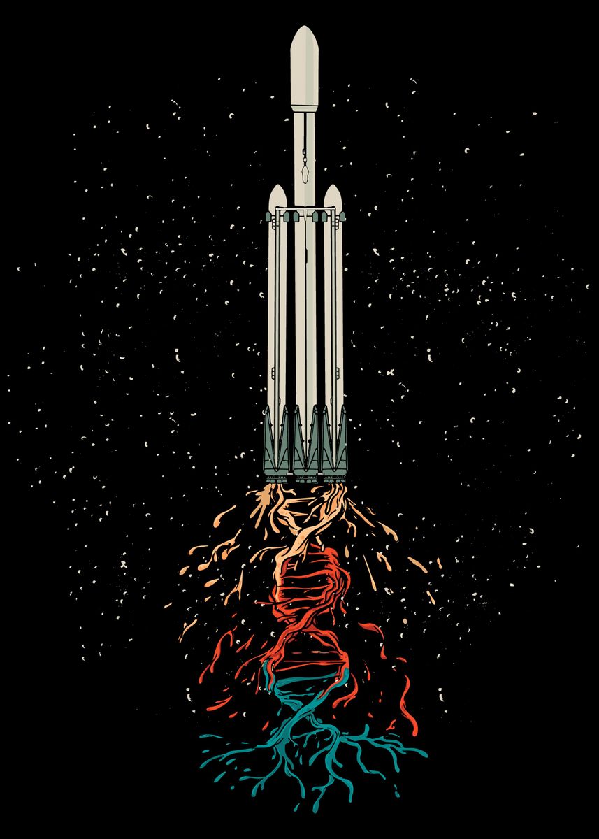 'Rocket Start DNA in Space' Poster, picture, metal print, paint by Max ...