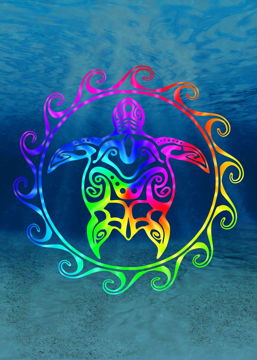 'Colorful Tribal Turtle' Poster, picture, metal print, paint by Chris ...